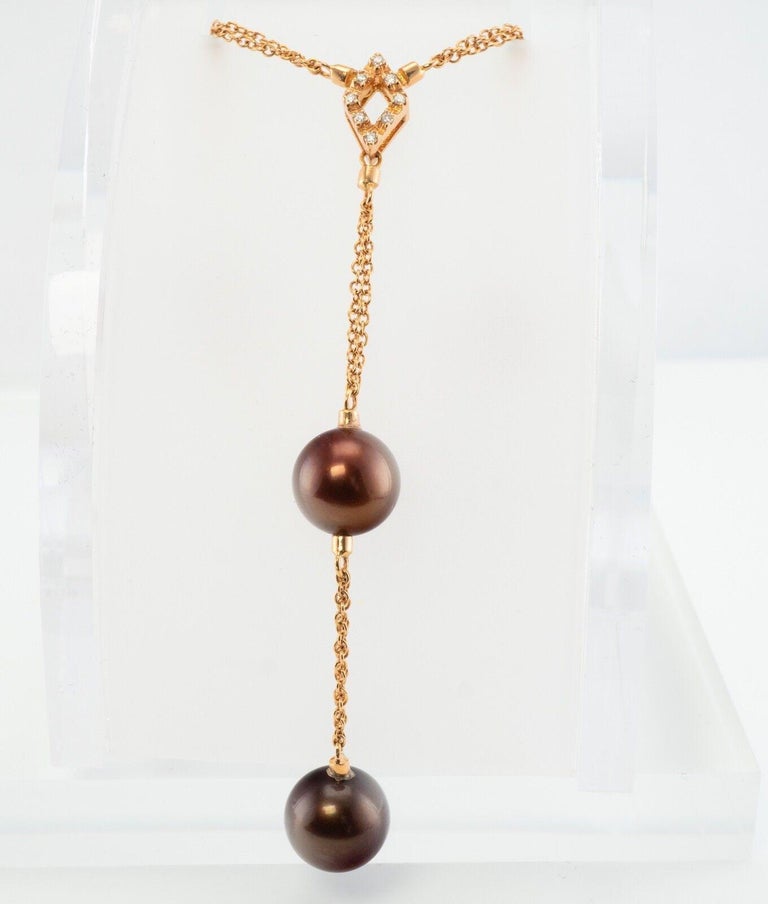 Pearl Diamond Necklace Tahitian Pearls in Motion 18K Pink Rose Gold For ...