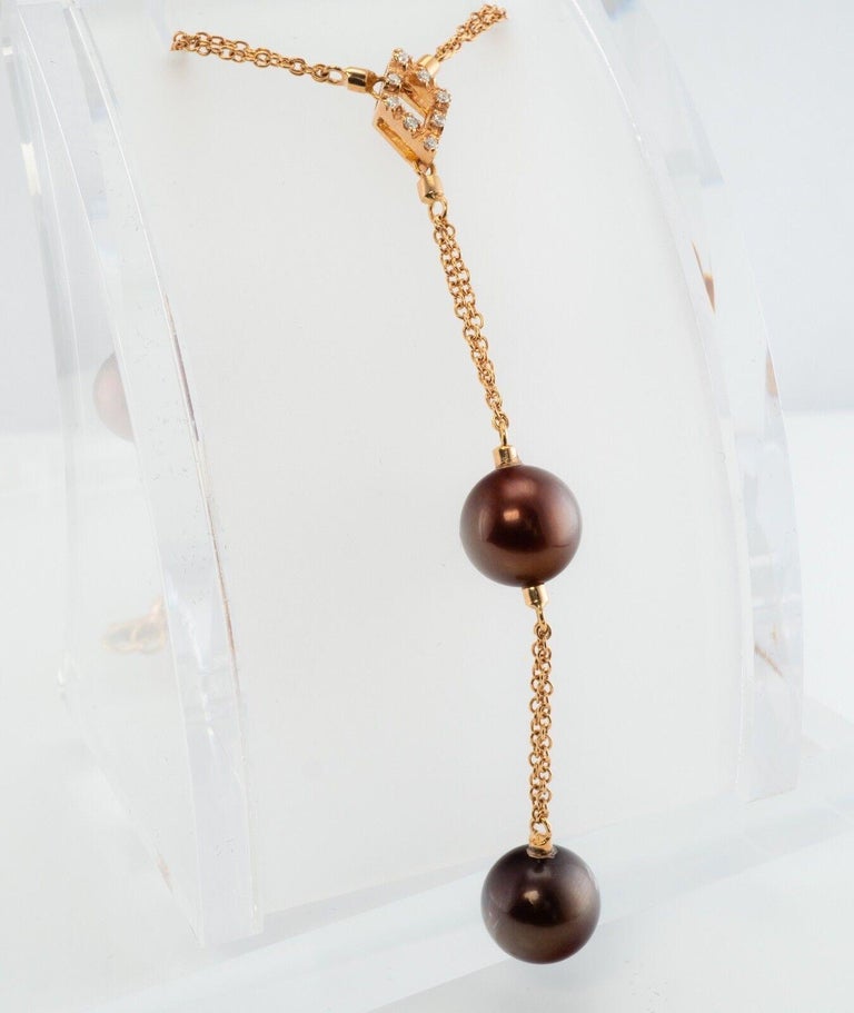 Pearl Diamond Necklace Tahitian Pearls in Motion 18K Pink Rose Gold For ...