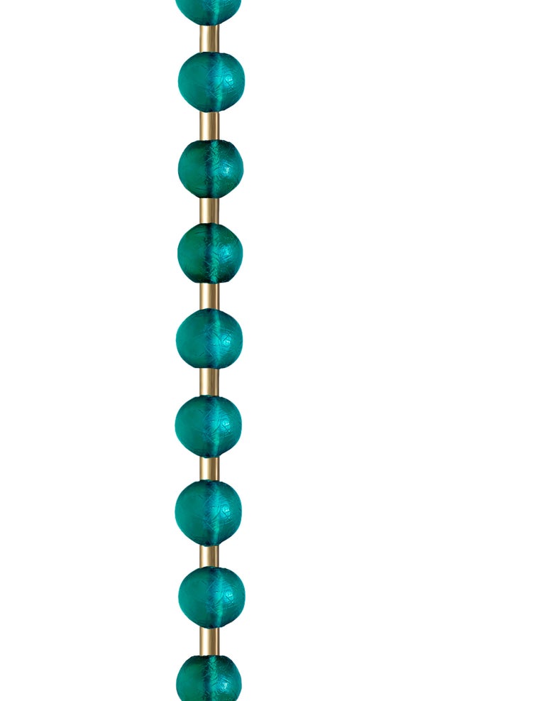 Pearl Floor Lamp, Brass and Slate, Green Pigmented Resin by Margit Wittig For Sale at 1stDibs