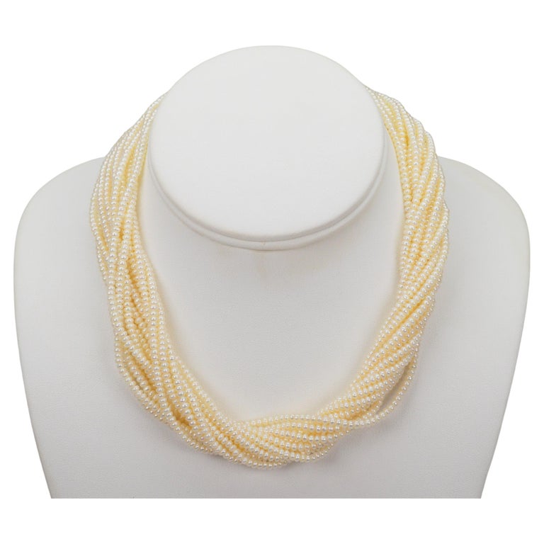 Pearl Multi-Strand Twist Bracelet Necklace at 1stDibs