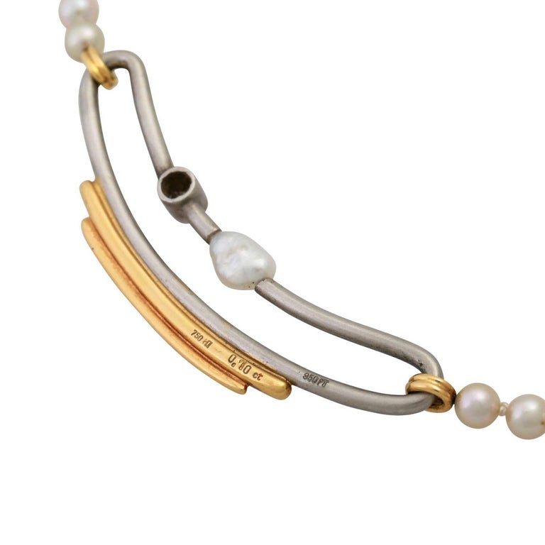 Pearl Necklace, Front Set with 1 Brilliant and 1 Cultured Pearl For ...