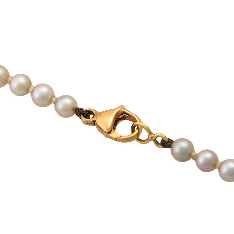Pearl Necklace, Front Set with 1 Brilliant and 1 Cultured Pearl For ...