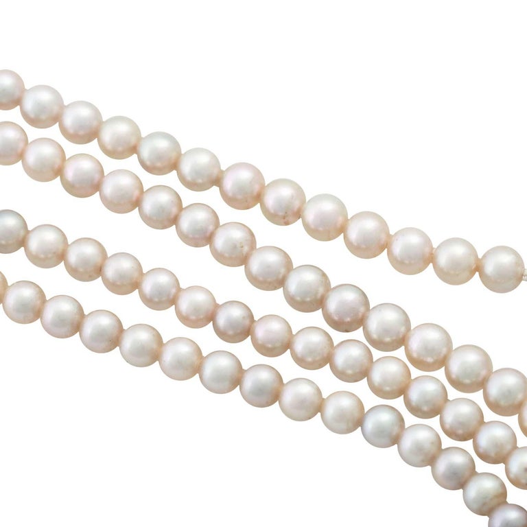 Pearl Necklace, Front Set with 1 Brilliant and 1 Cultured Pearl For ...