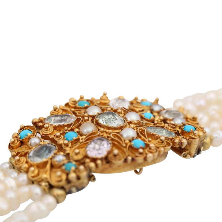 Pearl Necklace with Jewelry Front Part For Sale at 1stDibs