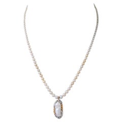 Indian Pearl Necklace with Suspended Gold Pendants, Champakali For Sale ...