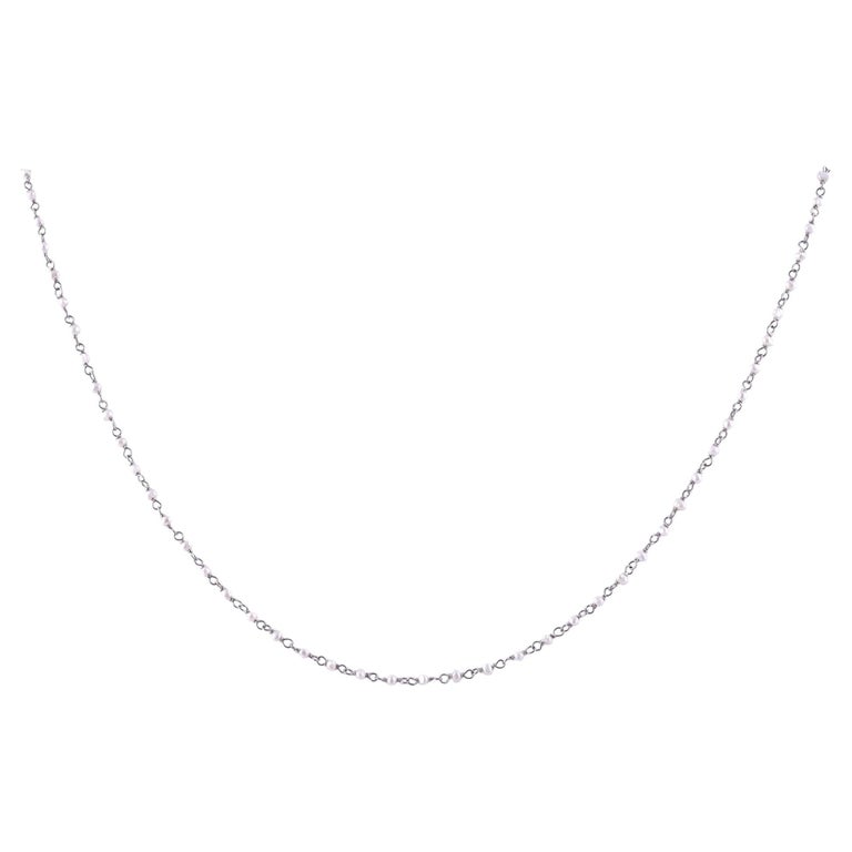 Pearl Platinum Necklace For Sale at 1stDibs
