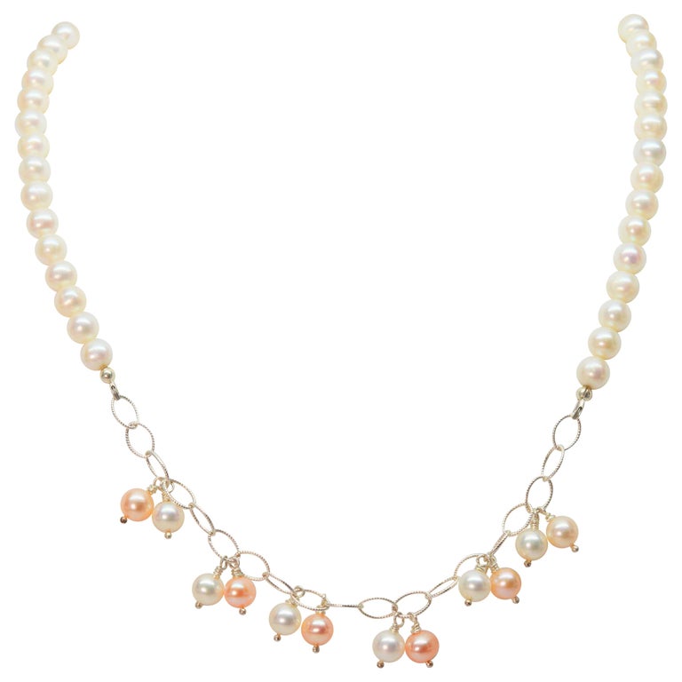 Pearl Rain Drop Chain Necklace For Sale at 1stDibs