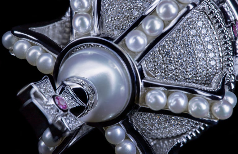 Pearl Royale Platinum, Diamond, Sapphire and Pearl Vibrator Sculpture ...