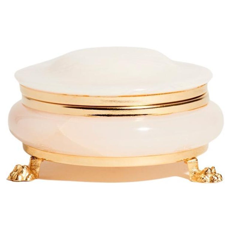 Pearl White Alabaster Footed Jewelry Bowl at 1stDibs