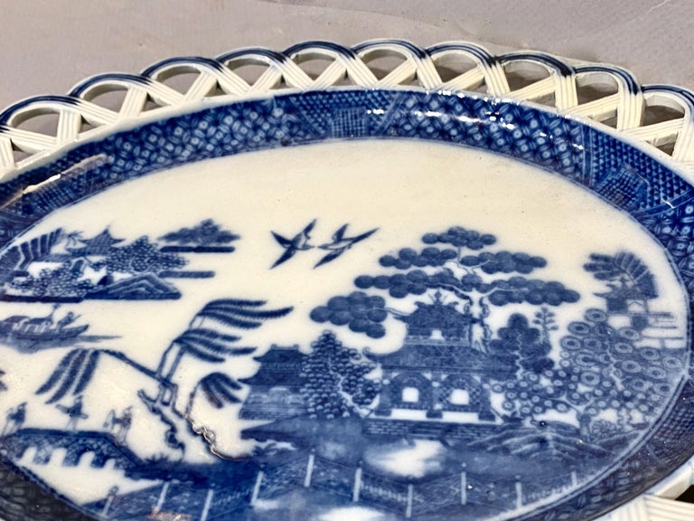 Pearlware Platter, Blue and White For Sale at 1stDibs