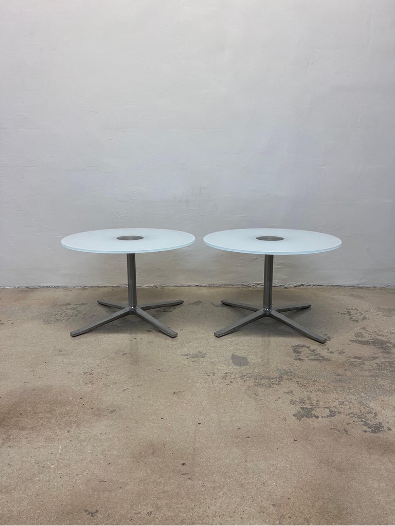 Pearson Lloyd Bob's Side Tables With Round Glass Tops for Coalesse, a ...