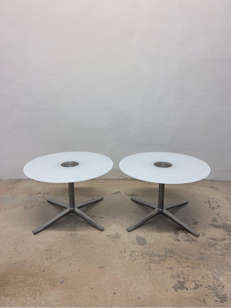 Pearson Lloyd Bob's Side Tables With Round Glass Tops for Coalesse, a ...