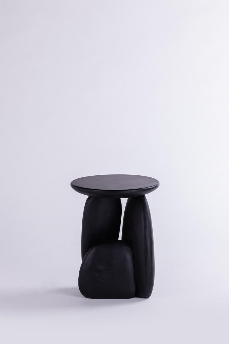 Pebble Stool Type 02, Black Acacia Wood For Sale at 1stDibs