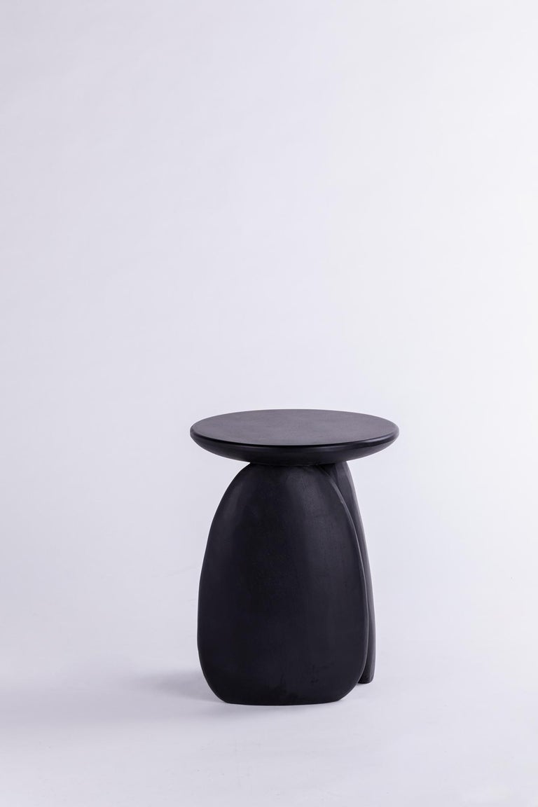 Pebble Stool Type 02, Black Acacia Wood For Sale at 1stDibs