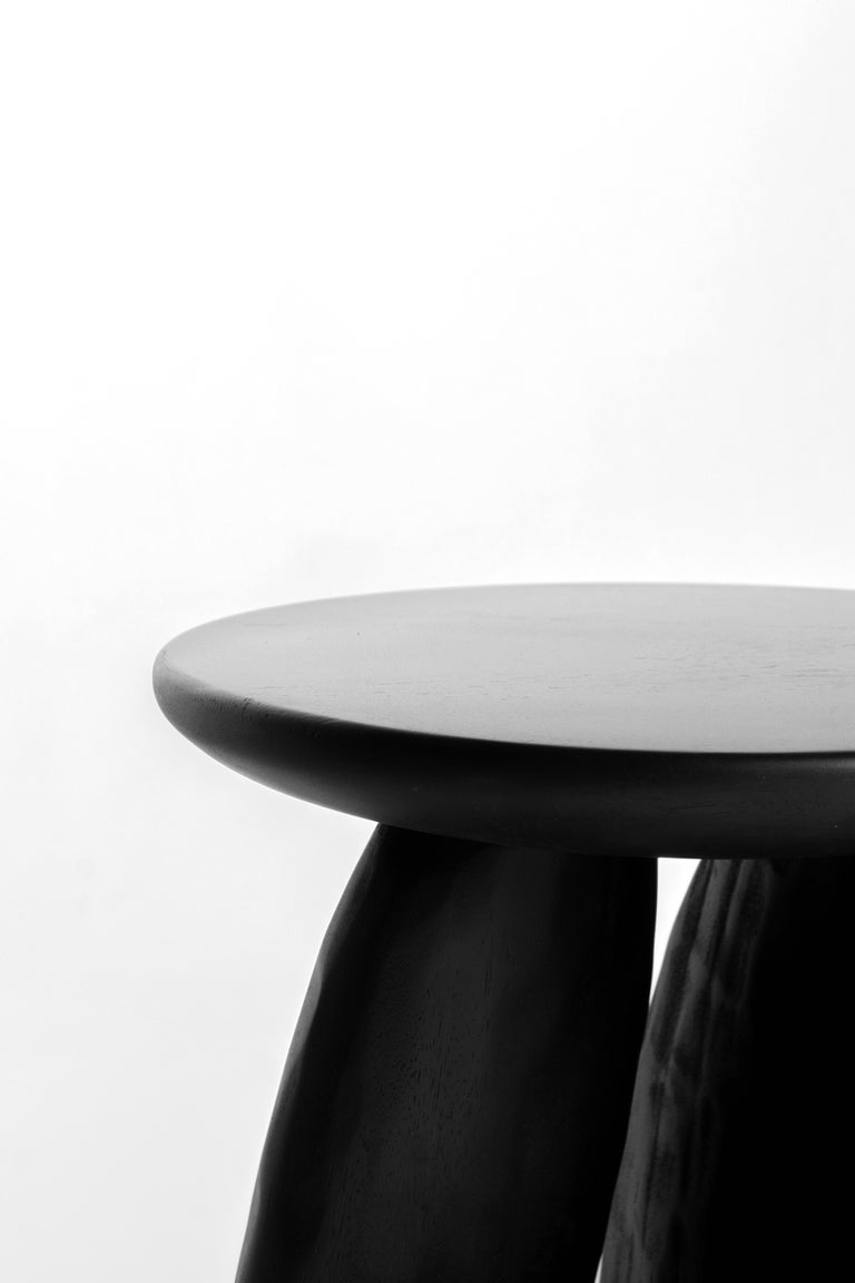 Pebble Stool Type 02, Black Acacia Wood For Sale at 1stDibs
