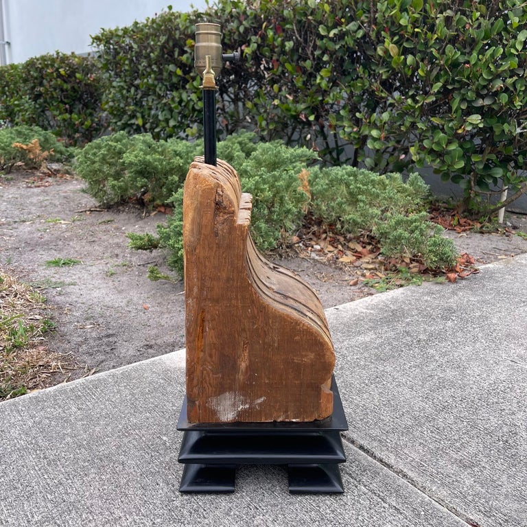 Pecky Cypress Corbel Table Lamp For Sale at 1stDibs