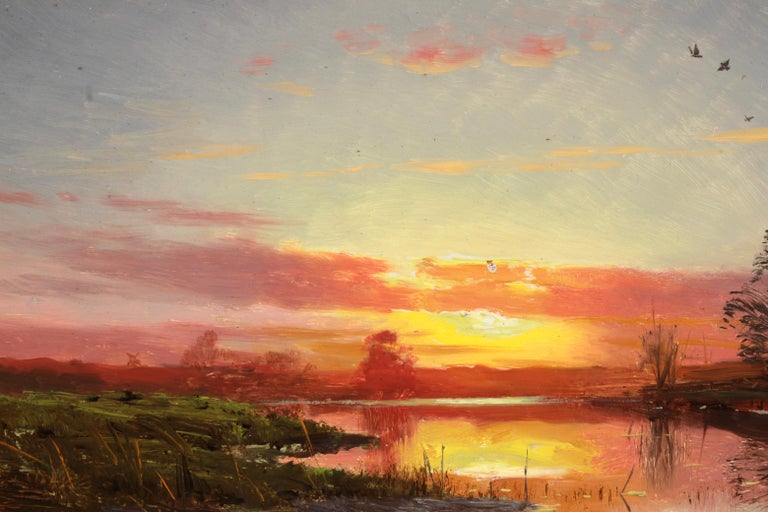 Peder Mørk Mønsted - Sunset at Susåen – Næsbyholm - Realist Landscape ...