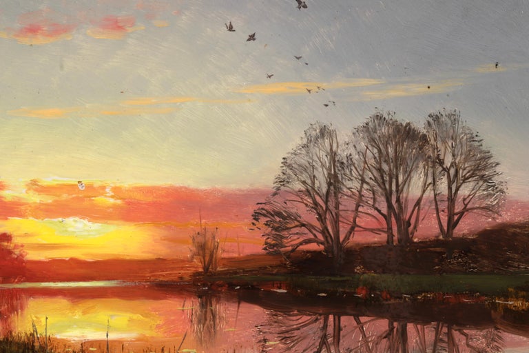 Peder Mørk Mønsted - Sunset at Susåen – Næsbyholm - Realist Landscape ...