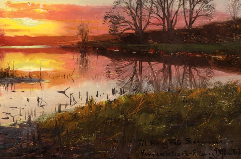 Peder Mørk Mønsted - Sunset at Susåen – Næsbyholm - Realist Landscape ...