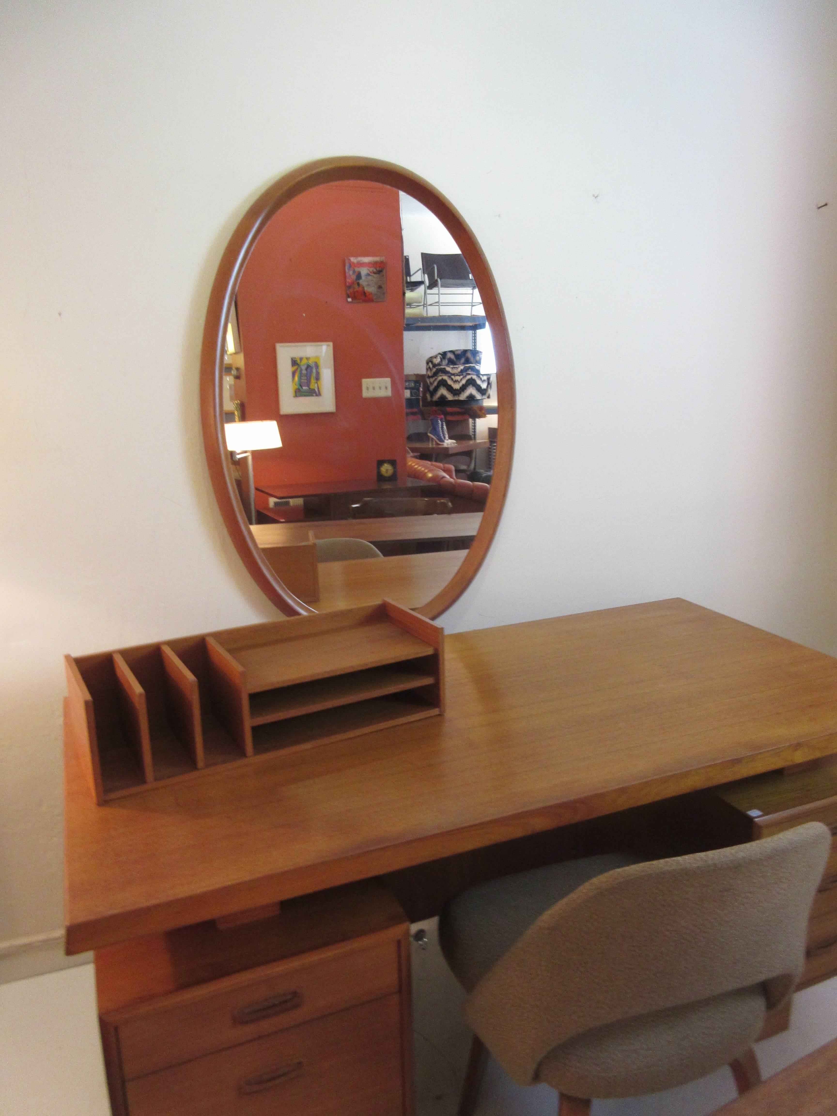 Pedersen and Hansen Oval Teak Mirror at 1stDibs