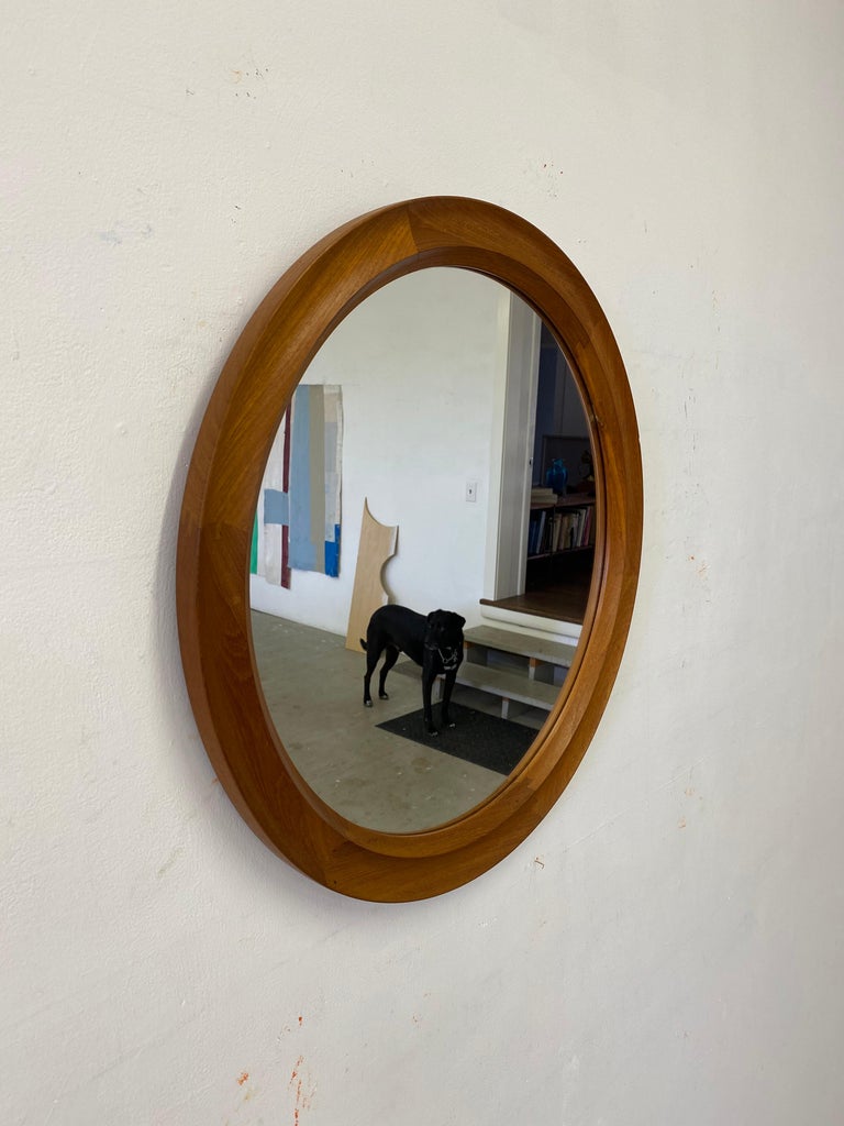 Pedersen and Hansen Round Teak Mirror Model 907 at 1stDibs