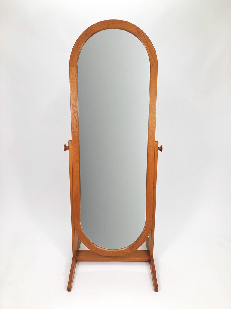 Pedersen and Hansen Teak Cheval Floor Mirror For Sale at 1stDibs