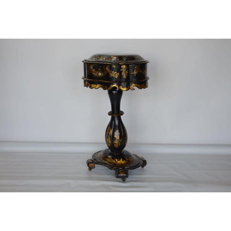 Pedestal Box on Stand Table with Gold Details For Sale at 1stDibs