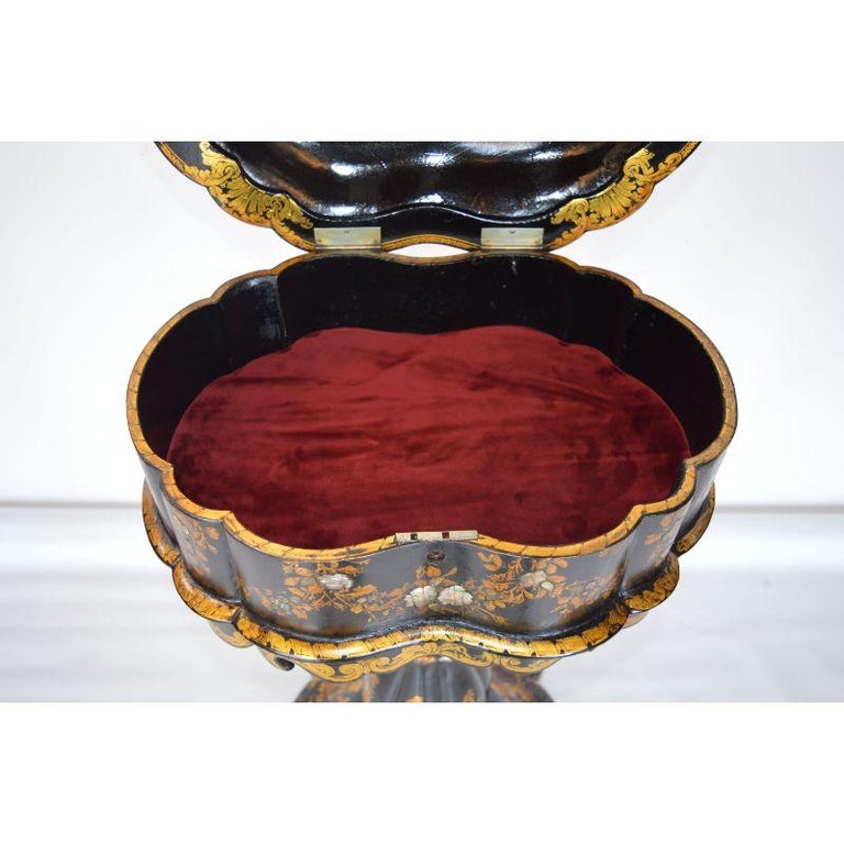 Pedestal Box on Stand Table with Gold Details For Sale at 1stDibs