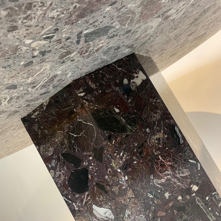 Pedestal Table of Marinace 'Mosaic' Granite Stone w. Black, Emerald and ...