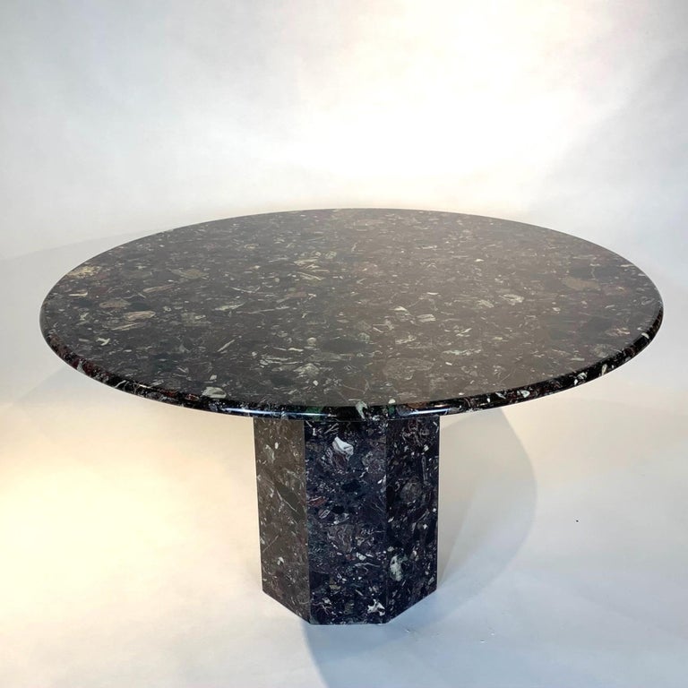 Pedestal Table of Marinace 'Mosaic' Granite Stone w. Black, Emerald and ...