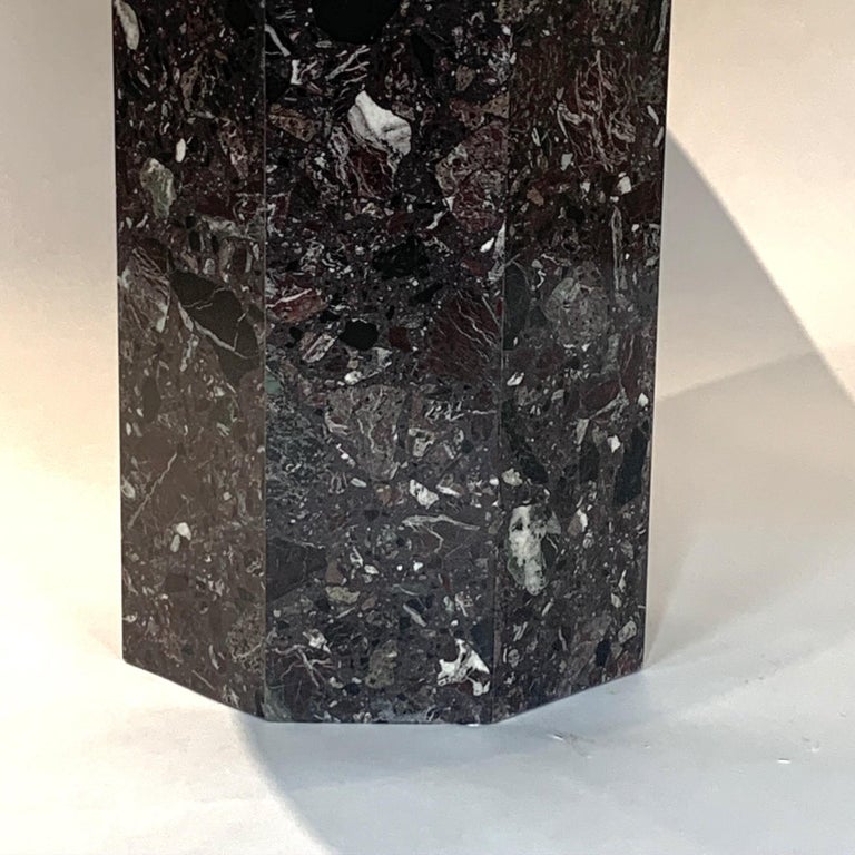 Pedestal Table of Marinace 'Mosaic' Granite Stone w. Black, Emerald and ...