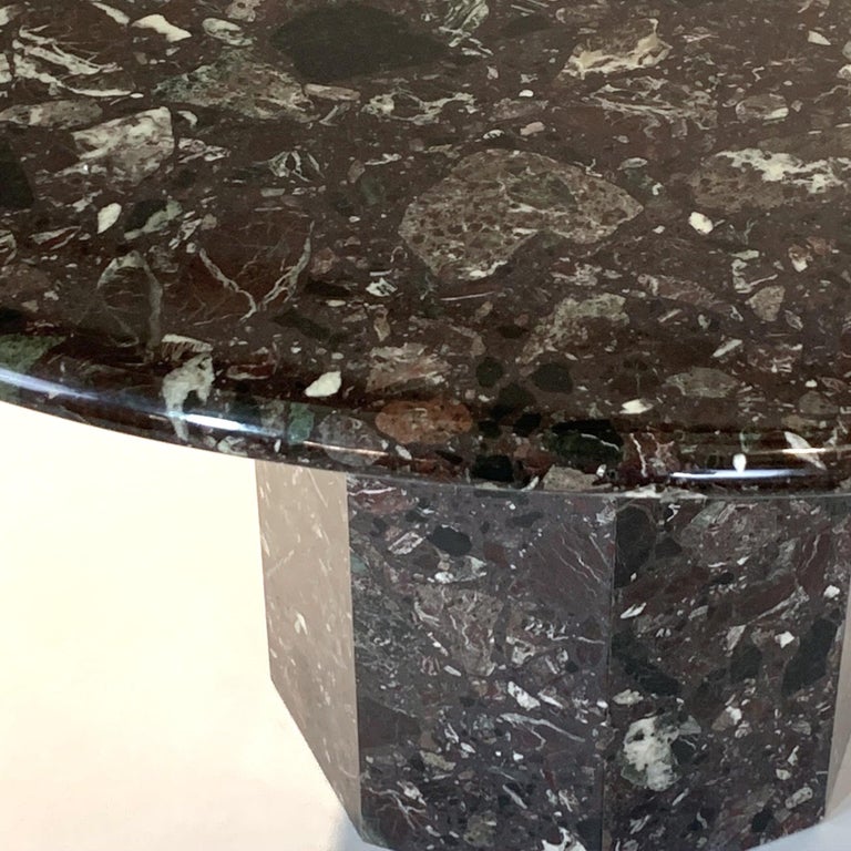 Pedestal Table of Marinace 'Mosaic' Granite Stone w. Black, Emerald and ...