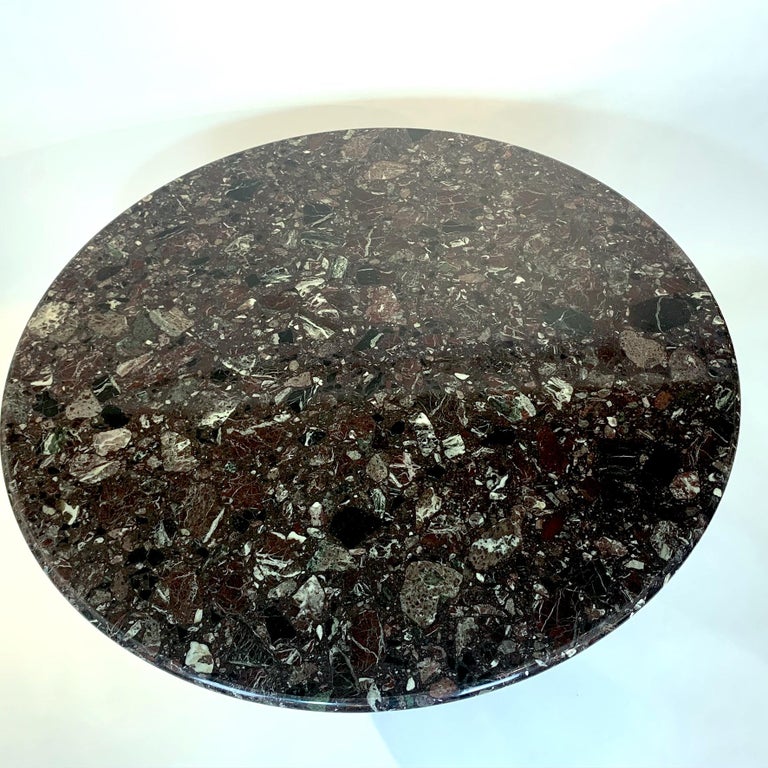 Pedestal Table of Marinace 'Mosaic' Granite Stone w. Black, Emerald and ...