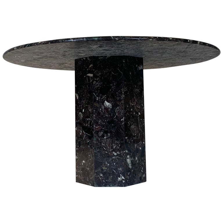 Pedestal Table of Marinace 'Mosaic' Granite Stone w. Black, Emerald and ...