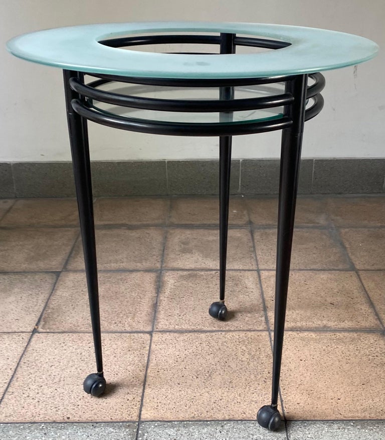 Pedestal Table on Wheels by Pascal For Sale at 1stDibs