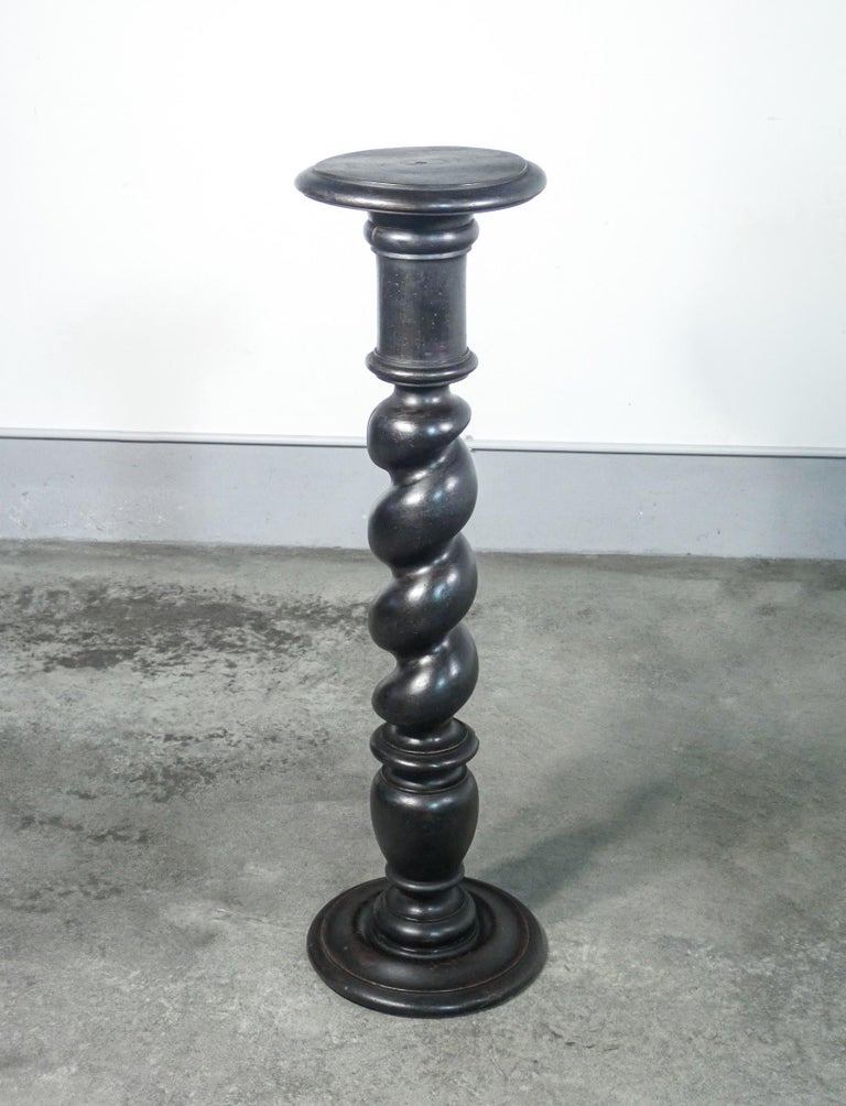 Pedestal, Twisted Column in Carved and Ebonized Walnut, Italy, Early ...