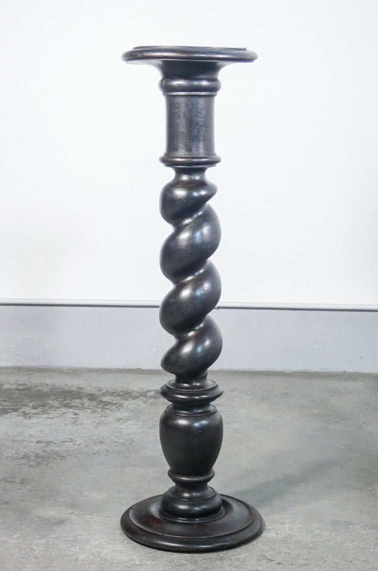 Pedestal, Twisted Column in Carved and Ebonized Walnut, Italy, Early ...
