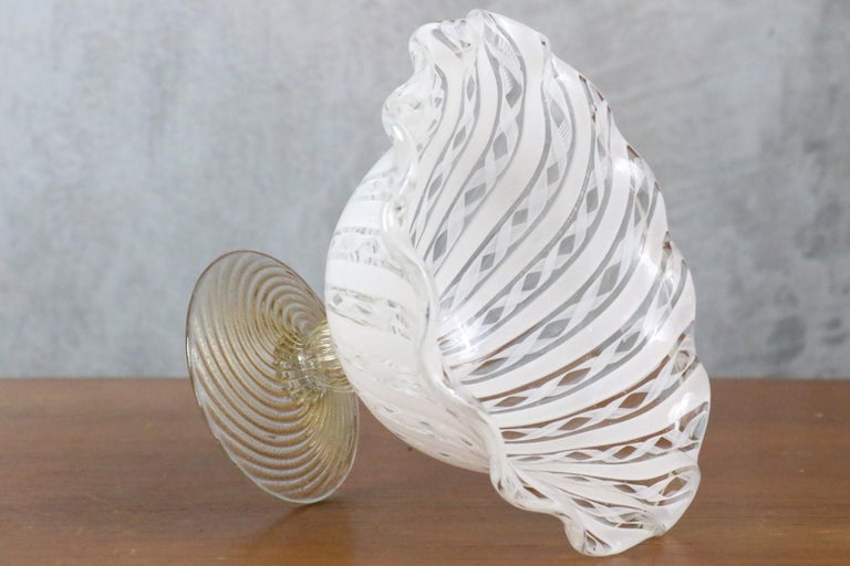Pedestal Zanfirico Bowl in Murano Glass by Tagliapietra, circa 2000 For ...