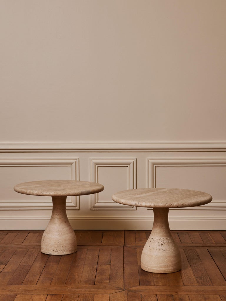 Pedestals in Travertine Stone by Studio Glustin For Sale at 1stDibs