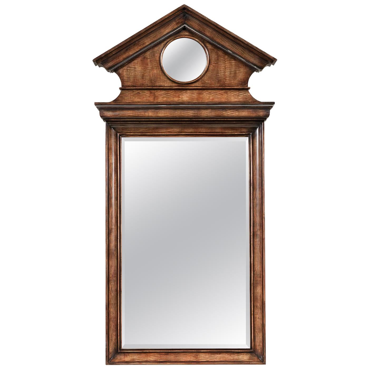 Midcentury Faux Marble Pediment Mirror For Sale at 1stDibs