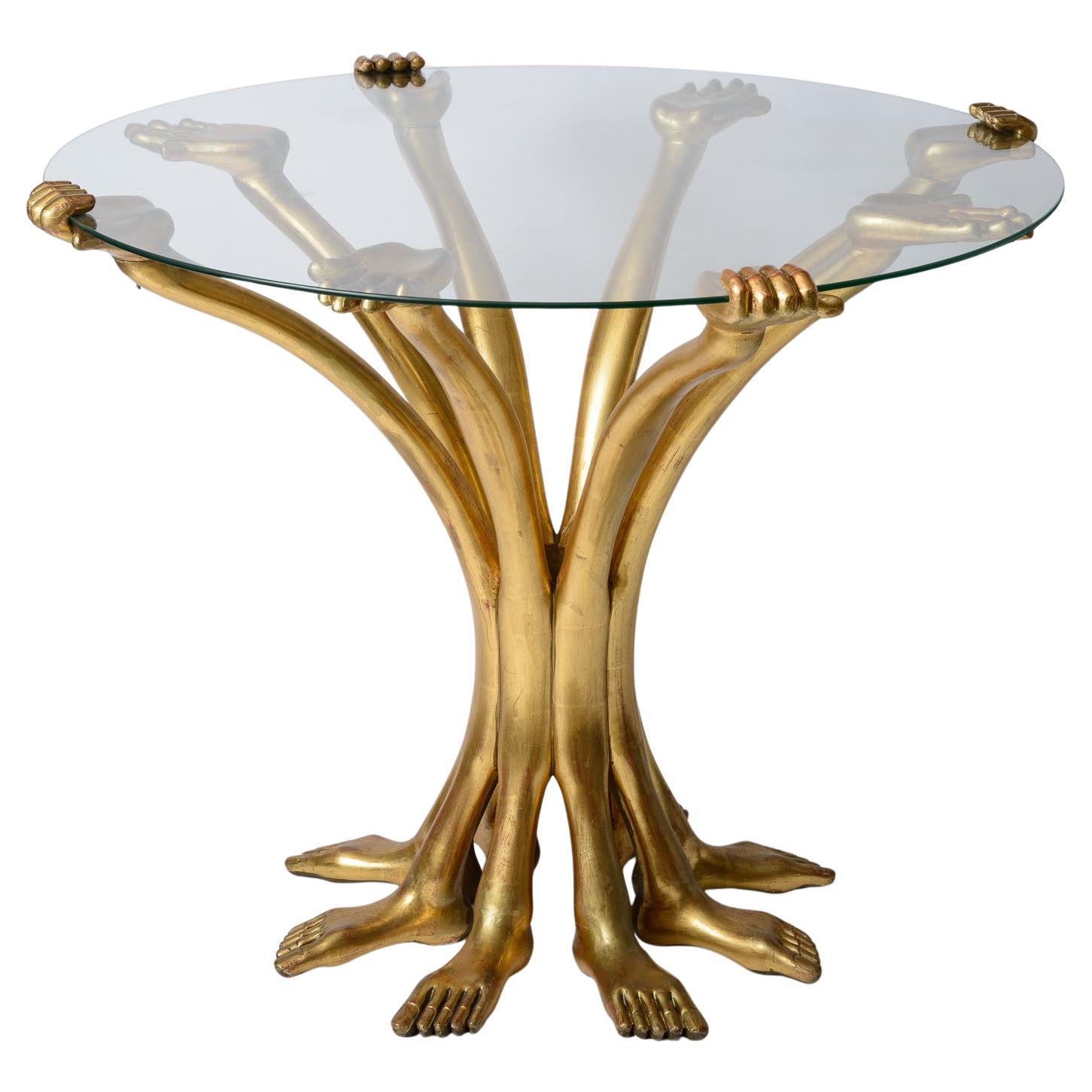 Pedro Friedeberg Gold Leaf Dining/Center Table For Sale at 1stDibs