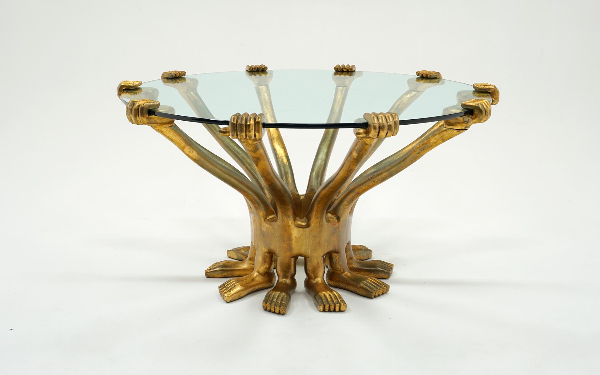 Pedro Friedeberg Hands and Feet Table. Gold Leaf. Original and Rare For ...