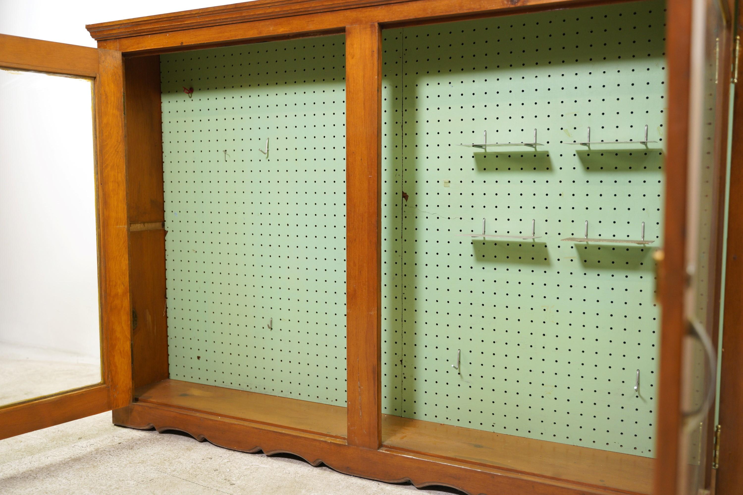Peg Board Wall Mount Display Cabinet 2 Glass Pane Doors at 1stDibs