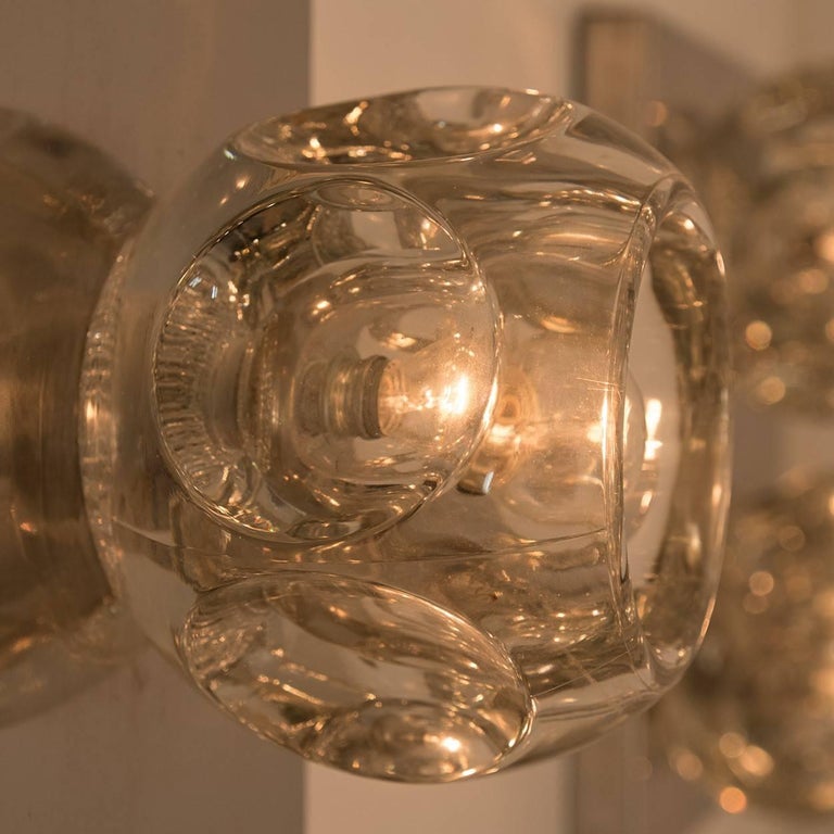 Peill and Putzler Light Fixtures Faceted Glass on Chrome, 1970s For ...
