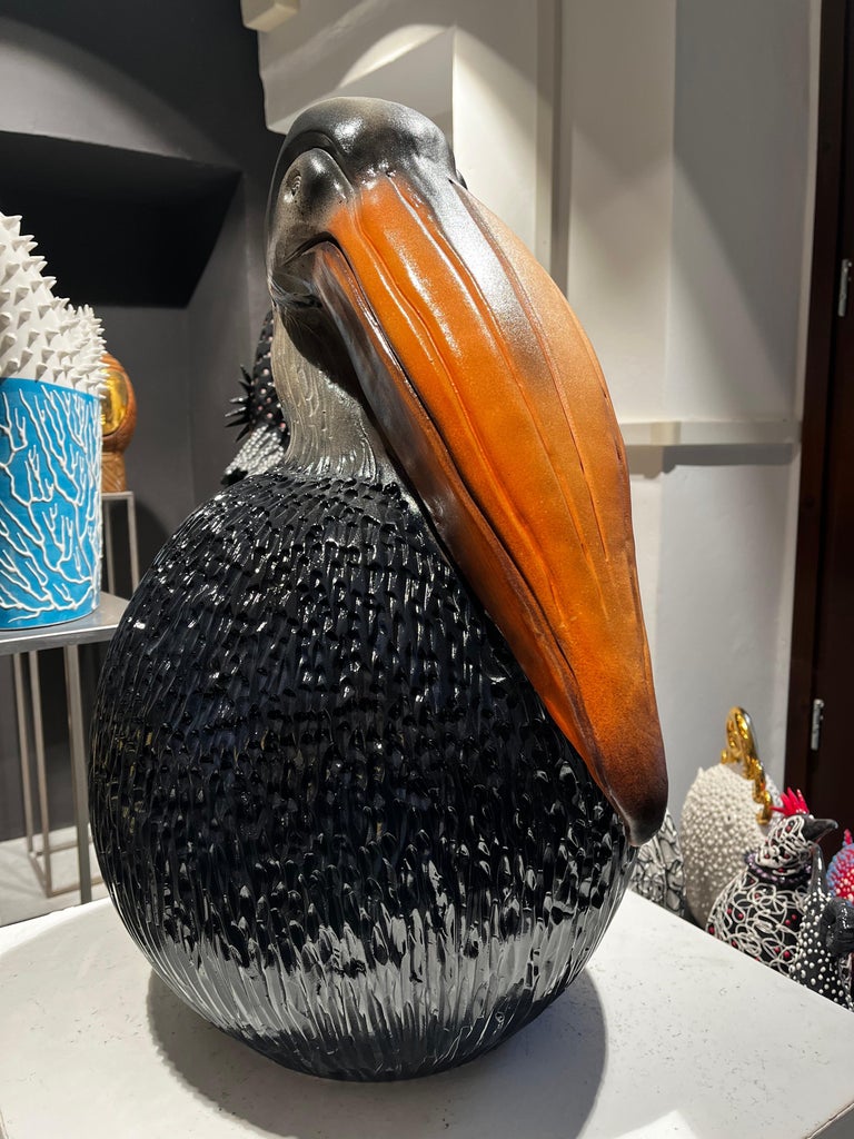 Pelican Ceramic Sculpture Centerpiece, Completely Handmade Without Mold ...
