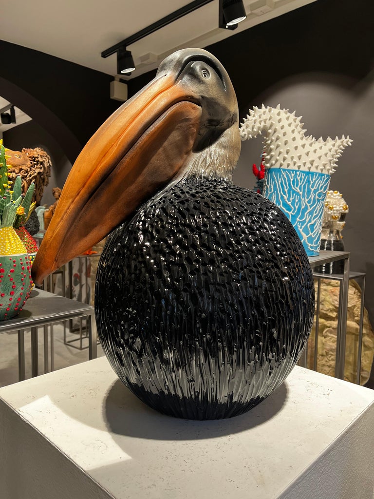 Pelican Ceramic Sculpture Centerpiece, Completely Handmade Without Mold ...