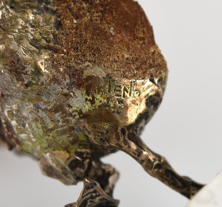 Pelican Sculpture Enamelled Sterling Silver and Mineral Aurelio Teno ...