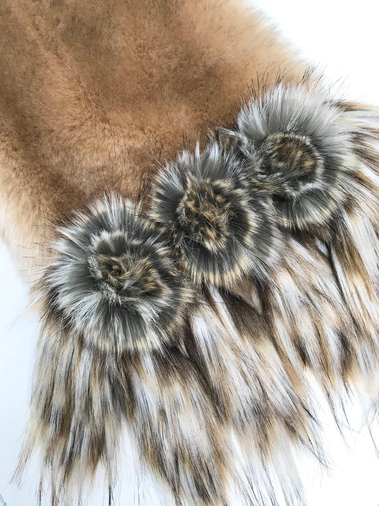 Pelush Champagne Faux Fur Chinchilla Wrap/Scarf With Three Dimensional ...