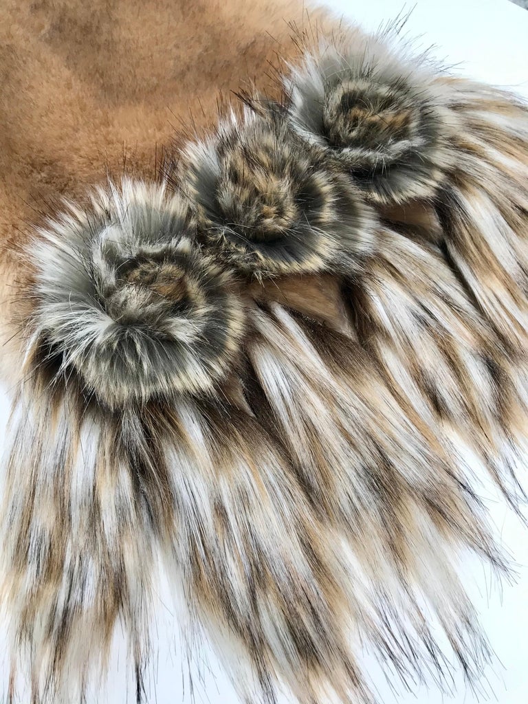 Pelush Champagne Faux Fur Chinchilla Wrap/Scarf With Three Dimensional ...