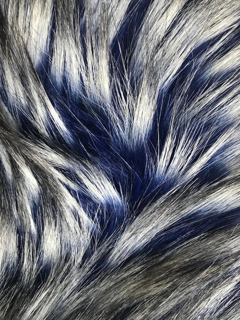 Pelush Cobalt Blue Faux Fur Fox Hat - Oversized For Sale at 1stDibs